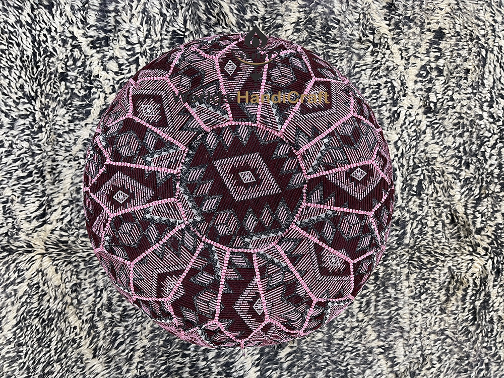 Boho Pouf Authentc Large Moroccan Leather Hassock-ottoman Hand-made ...