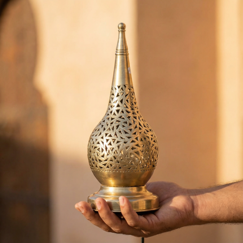 Silver Moroccan Style Table Lamp